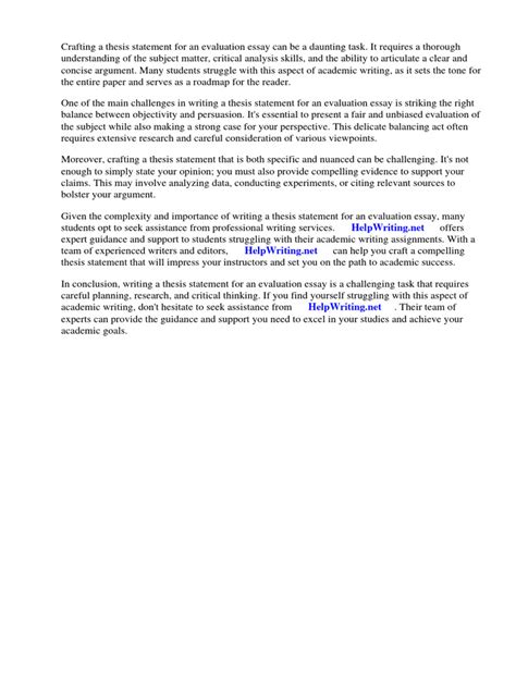 How To Write A Thesis Statement For An Evaluation Essay Pdf Essays Thesis