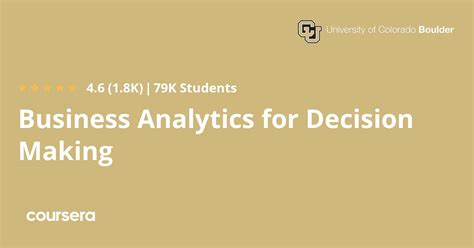Business Analytics For Decision Making Coursya