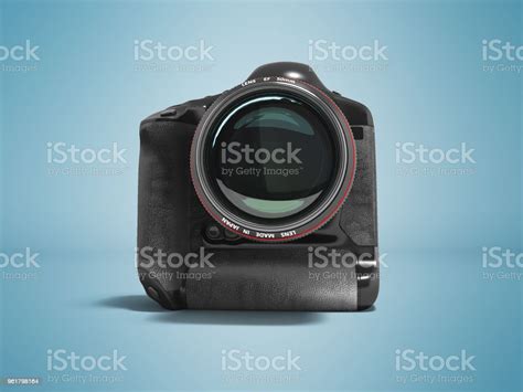 전문적인 촬영에 자연 속에서 검은 그림자와 파란색 배경에 빨간색 스트립 3d 렌더링으로 현대 전문 카메라 각도에 대한 스톡 사진