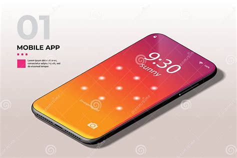 Modern Mobile Cell Phone With Lock Screen Ui Ux And Gui Template