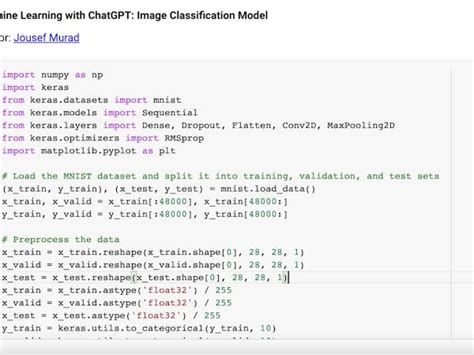 Machine Learning With Chatgpt Image Classification Model