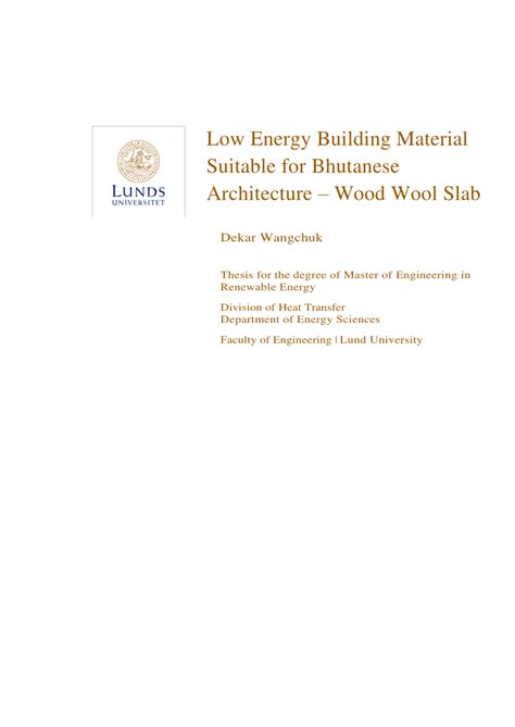 PDF Low Energy Building Materials Suitable For Bhutanese Architecture