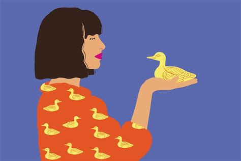 Illustration Of A Woman With A Duck Premium Vector