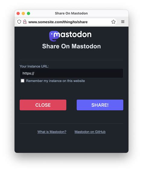 Share On Mastodon Easily Share On Mastodon Easily S O M E Creates An Intermediary Window