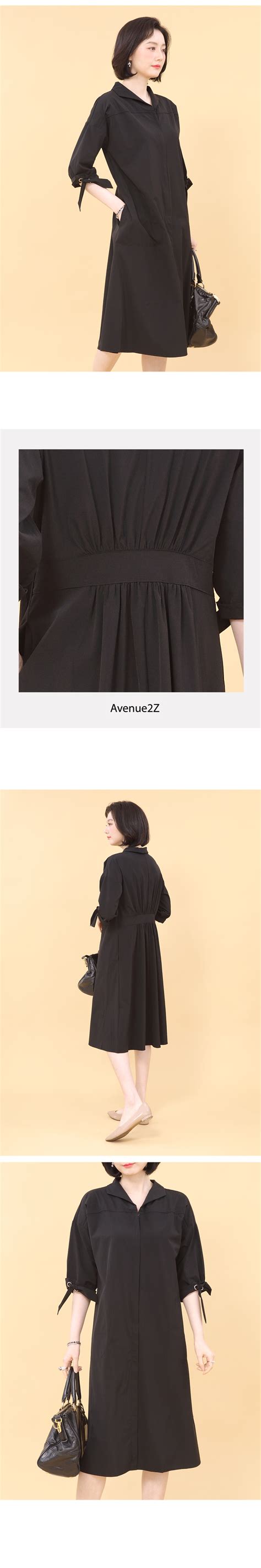 애비뉴투지 엄마옷 윙카라 히든지퍼 칠부 소매 리본 여성 봄 여름 롱 원피스 K04312 50대 60대 중년여성