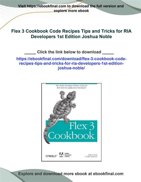 Pdf Flex 3 Cookbook Code Recipes Tips And Tricks For Ria Developers 1st Edition Joshua Noble
