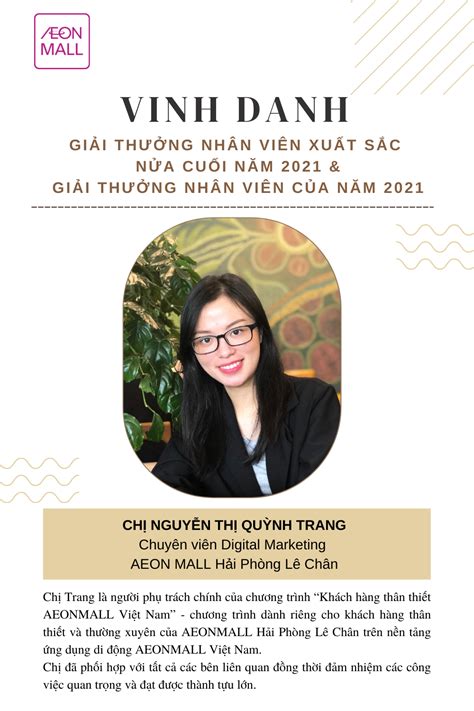 Giải Thưởng Nhân Viên Xuất Sắc Năm 2021 Nguyễn Thị Quỳnh Trang