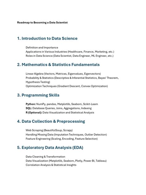 roadmap to becoming a data scientist pdf machine learning statistics