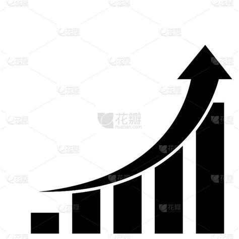 增长图与箭头向上的矢量图标。矢量条形图说明。业务图。素材 花瓣网
