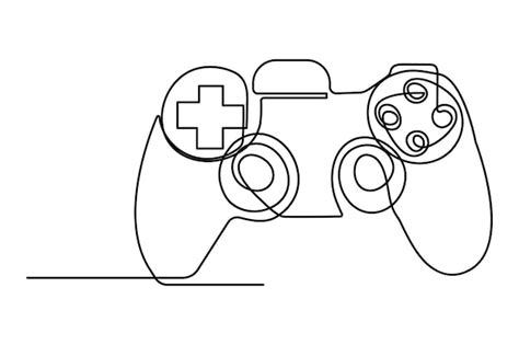 ゲームスティック・ジョイスティック・ゲーミング・コントローラの連続的な1行図概要ベクトルイラスト プレミアムベクター