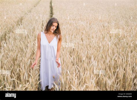 Woman Wheat Field Landscape Hi Res Stock Photography And Images Alamy