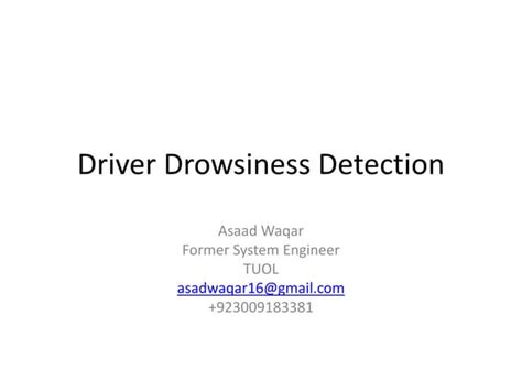 Driver Drowsiness Detection Review Pptx
