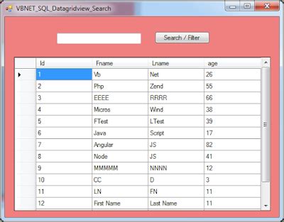 VB Net Search Data In SQL And Display On DataGridView C JAVA PHP Programming Source Code