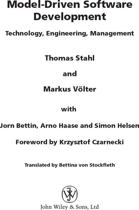 Title Page Model Driven Software Development Technology Engineering Management Book