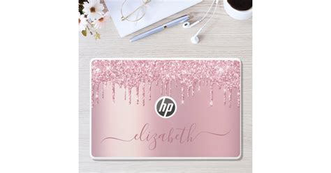 Pink Dripping Glitter Personalized Hp Laptop Skin Zazzle