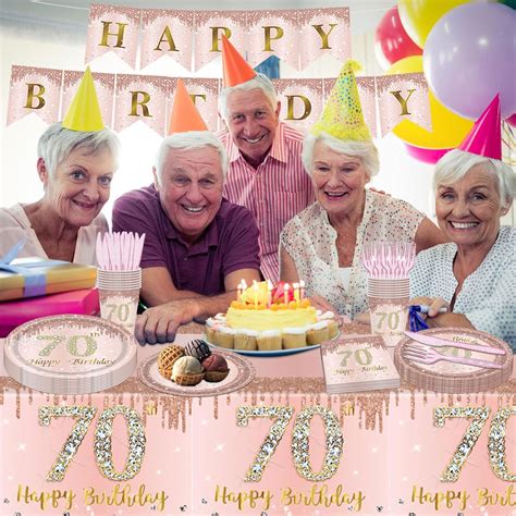 98 piezas de suministros para fiesta de cumpleaños de 70 años