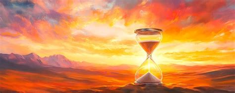 Hourglass On Beach At Sunset Concept Of Time And Natures Beauty
