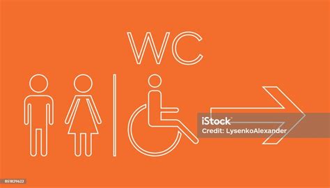 Wc廁所霓虹燈向量圖示男人和女人簽收橙色背景上廁所向量圖形及更多人圖片 人 兒童 圖示 Istock