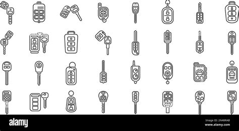 Car Alarm System Icons Set Outline Vector Car Key Fob Chain Stock Vector Image Art Alamy