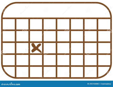 Simple Outline Brown Icon Of Calendar Page With Date Marked With Cross Stock Vector