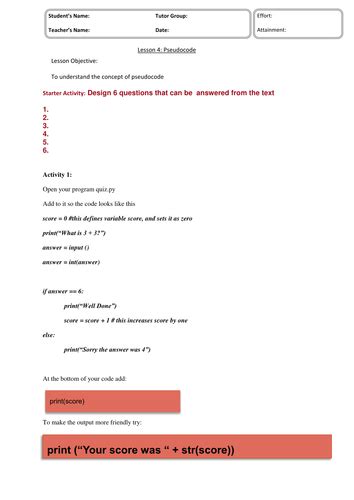 Python Ks3 Lessons Teaching Resources