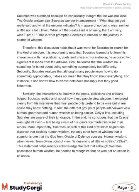 Wisdom In Platos Apology Free Essay Example