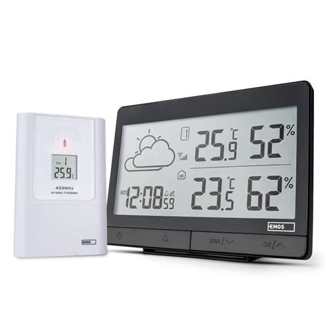 Station Météo Sans Fil Avec Capteur Extérieur Fonctionne Avec Piles Écran Monochrome Et