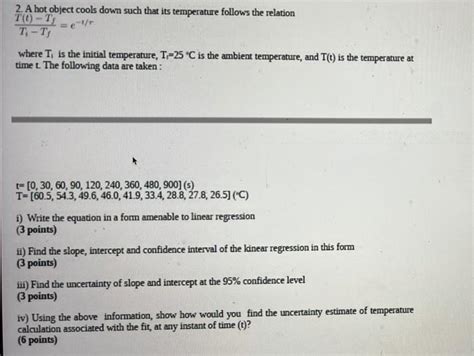 solved e 2 a hot object cools down such that its