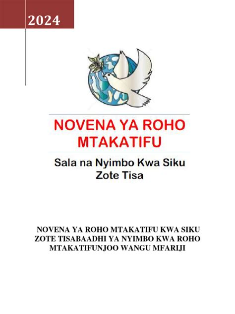 Novena Ya Roho Mtakatifu Kwa Siku Zote Tisabaadhi Ya Nyimbo Kwa Roho