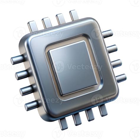 Magnificent Minimalist Modern Microchip Design With Silver Finish Isolated High Resolution