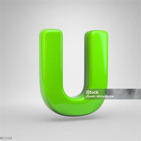 Ufo가 그린 색상 U 자로 대문자 흰색 배경에 고립 0명에 대한 스톡 사진 및 기타 이미지 0명 3차원 형태 녹색