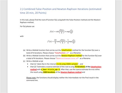 Solved 2 Combined False Position And Newton Raphson Chegg