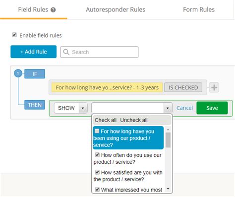 Field Rules FormBuilder Knowledge Base