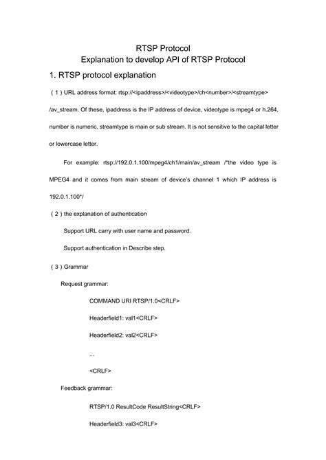 Rtsp Protocol Explanation To Develop Api Of Rtsp Protocol Pdf