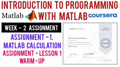 coursera introduction to programming with matlab week 2 assignment