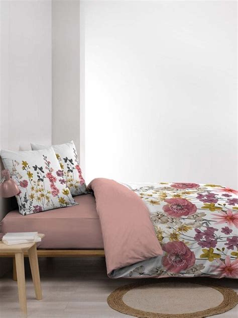 Housse De Couette 240x220 2 Taies Rosine Double Gaze De Coton 57 Fils