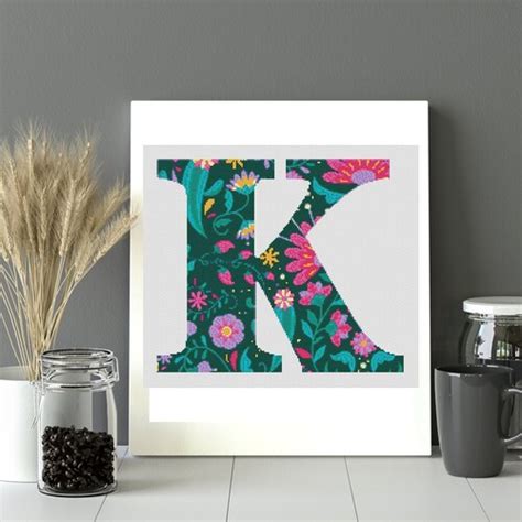 Letter K Tropical Alphabet Cross Stitch Pattern Instant Etsy