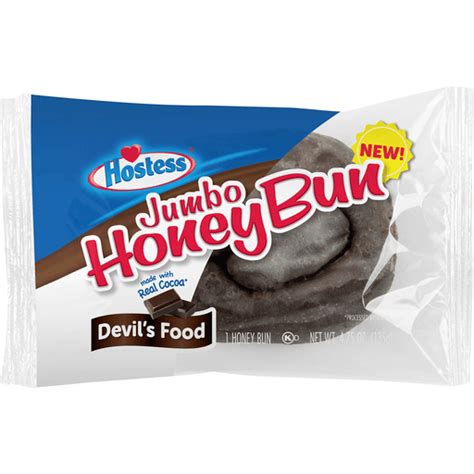 Hostess Devils Food Jumbo Honey Bun Honey Bun Made With Real Cocoa