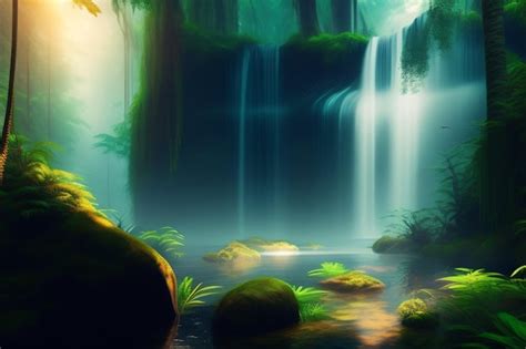Premium Photo Fantasy Planet Landscape Volcano River Stars Moons In