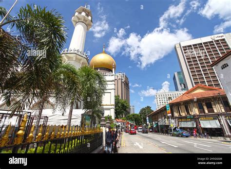 Side View Of The Sultan Mosque Or Masjid Sultan And North Bridge Road