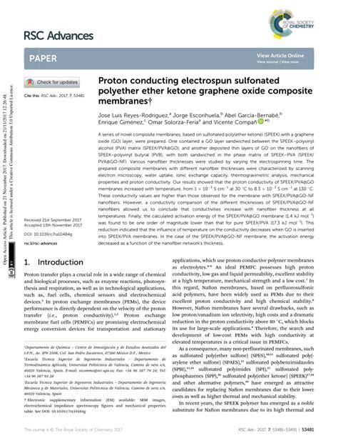 Pdf Proton Conducting Electrospun Sulfonated Polyether Ether Ketone