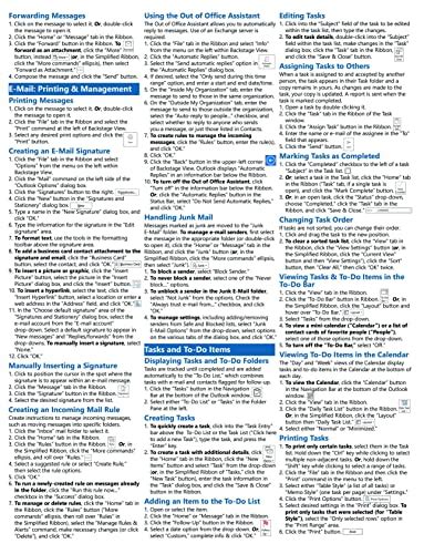 Microsoft Outlook 2021 And 365 Introduction Quick Reference Training