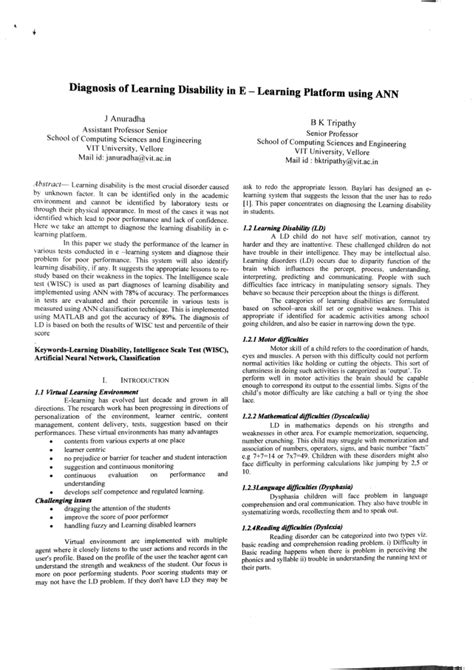 pdf diagnosis of learning disability in e learning platform using ann