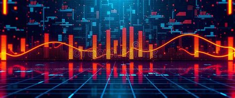 Futuristic Digital Interface With Data Visualization And Glowing Graphs Stock Illustration
