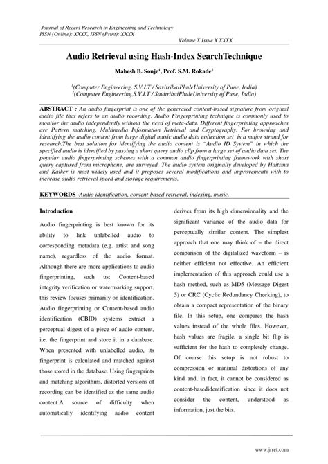 Pdf Audio Retrieval Using Hash Index Searchtechnique