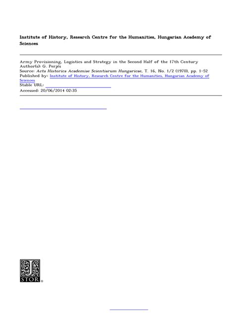 Army Provisioning Logistics And Strategy In The Second Half Of The