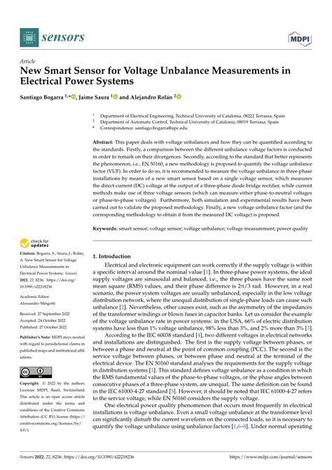 Pdf New Smart Sensor For Voltage Unbalance Measurements In Electrical