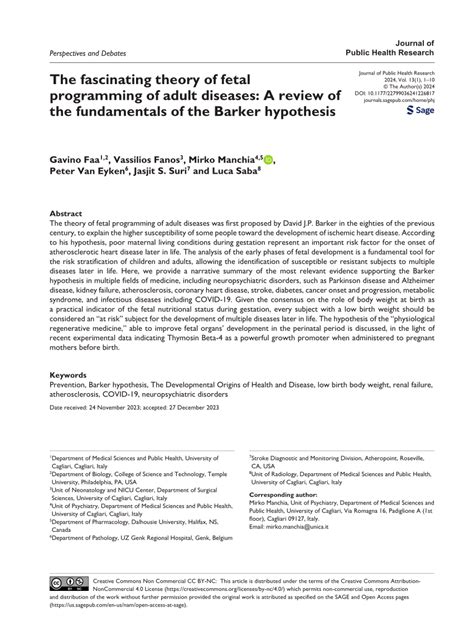 Pdf The Fascinating Theory Of Fetal Programming Of Adult Diseases A