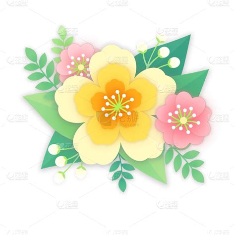清新色彩绿叶花朵元素