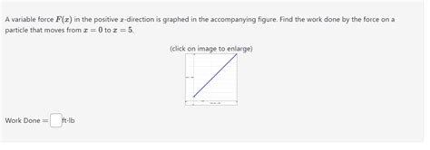 Solved A Variable Force F X In The Positive X Direction Is